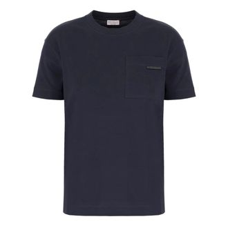 Brunello Cucinelli Rundhals-T-Shirt mit Brusttasche - - Tops - Damen - Blau - S