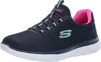 Skechers Femme Summits Hands-Free Slip-ins - Memory Foam Insole, Heel Pillow, Vegan Materials Basket, Bleu Marine, 36 EU Large