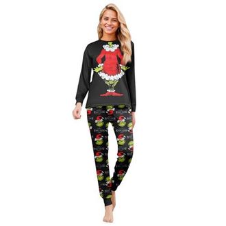 Generic Le Grinch Pyjama Noel Famille De Grinch Bebe Vetement Garcon Noël Hiver Ensemble Enfant Coton The Adulte Assorti Ensembles Homme Femme Chaud Et Doux C