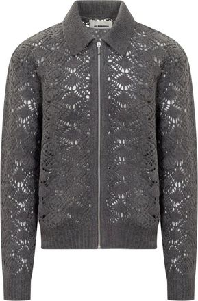 Jil Sander Homme, Pulls, Gris, Taille: XL Wool Knit Jacket