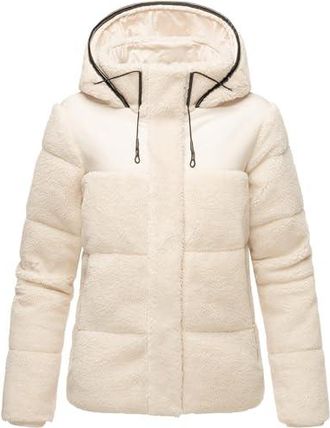 Marikoo Kaguraa Veste polaire chaude matelassée pour femme dans un mélange de matériaux tendance avec capuche 16 XS à XXL, Blanc cassé., XXL