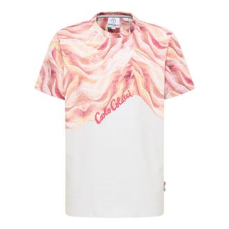 Carlo Colucci Strick T-Shirt - Futuristische Eleganz - - Tops - Herren - Mehrfarbig - 2XL