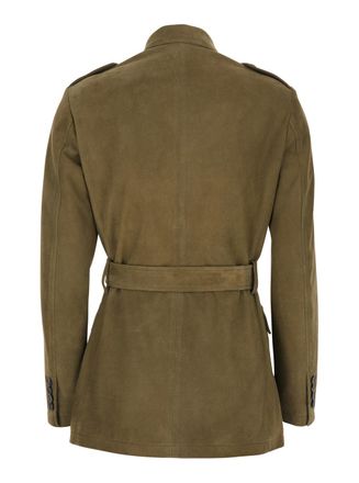 Tagliatore Womens Single-Breasted Jacket Clea Green Leather Lamb Blazers