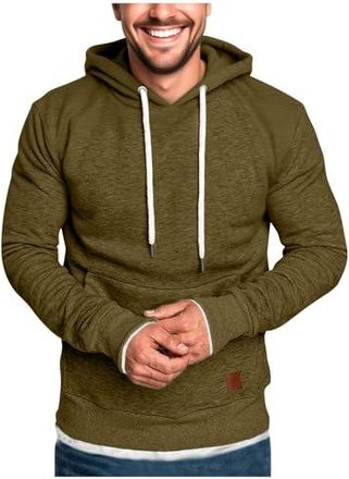 Generic Sweat &agrave; capuche pour homme - Manches longues - En polaire - D&eacute;contract&eacute; - Couleur unie - Coupe droite - Confortable - Sweat &agrave; capuche ample - Printemp