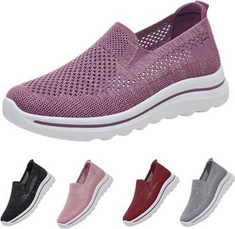 Generic Chaussures de marche &agrave; enfiler pour femme - Confortables et d&eacute;contract&eacute;es - Baskets tiss&eacute;es l&eacute;g&egrave;res et respirantes en maille avec semelle souple - Sou