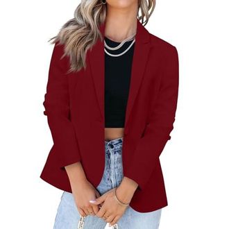 Generic Veste Blazer Femme Blazer De Bureau &Eacute;l&eacute;gant &Agrave; Un Bouton Coupe Ajust&eacute;e Manches Longues Col Crant&eacute; Style Cardigan Id&eacute;al pour Le Travail Et Les Occasions