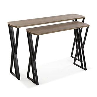 VERSA Oakland Meuble dEntr&eacute;e &Eacute;troit pour Entr&eacute;e ou Couloir, Table Console, Ensemble de 2, Dimensions (H x l x L) 75 x 30 x 120 cm, Bois et m&eacute;tal, Couleur: M
