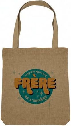 Fabulous Sac Shopping Tote Bag Aspect Lin - Certifi&eacute; meilleur Fr&egrave;re de lunivers Cercle Famille - Sac de Courses Toile Epaisse 360g Beige Naturel Cabas Port&eacute; Ep