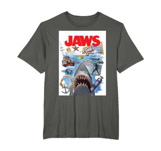 Jaws 50th Anniversary Poster Amity Island Collage 2-Sided T-Shirt