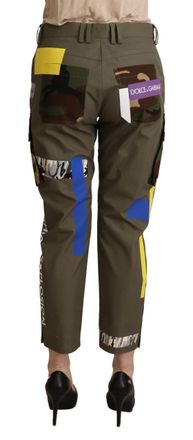 Dolce & Gabbana Womens Green Military Cargo Trouser Cotton Pants