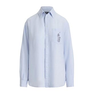 Ralph Lauren Femme, Blouses et Chemises, Bleu, Taille: 34 FR Chemise oversize en lin Big Pony