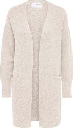 Selected Damen Selected Lange Strickjacke mit Taschen | Open Stretch Casual Cardigan | Knitted Coat SLFLULU, Farben:Beige-2, Gr&ouml;&szlig;e:XS