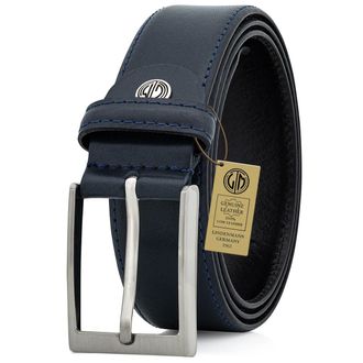 Lindenmann Gürtel Herren Vollledergürtel aus Rindleder, 35 mm breit, kürzbar, Gürtel Herren XXL, marine, Farbe/Color:blau, Size US/EU:Bundweite 115 cm Gesamtläng