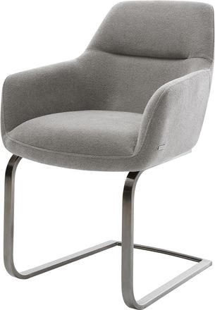 DELIFE Schwingstuhl Pejo-Flex Freischwinger flach Graphit Strukturstoff Soft Grau Taschenfederkern