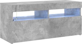 vidaXL Meuble TV avec Lumières LED, Armoire de Télévision, Meuble Télé de Salon, Armoire Basse Salle de Séjour Intérieur, Moderne, Gris Béton