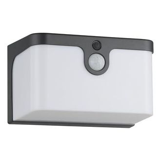 Eglo Applique murale extérieur LED Croara, lampe solaire puissant avec détecteur de mouvement, éclairage mural dextérieur, plastique anthracite et blanc, b