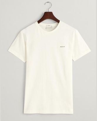 GANT T-Shirt aus Baumwolle mit Label-Stickerei, Slim Fit in