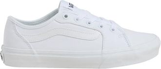Vans Filmore Decon Baskets &agrave; Lacets pour Femme avec Semelle &agrave; Carreaux Rouge, Toile Blanc 001, 38.5 EU