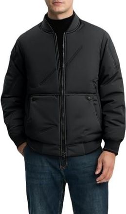 Generico Doudoune pour homme, 100 grammes, chaude, confortable, doudoune avec fermeture &eacute;clair dhiver, couleur unie, vestes sans capuche, imperm&eacute;able, matelass