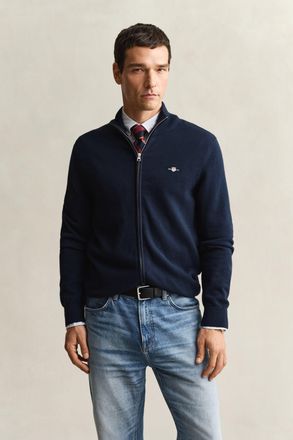 GANT Herren Casual Cotton Strickjacke mit Rei&szlig;verschluss (XXXL) EVENING Blau