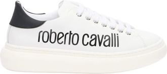 Roberto Cavalli Femme, Chaussures, Blanc, Taille: 36 EU Baskets Avec Imprimé Logo