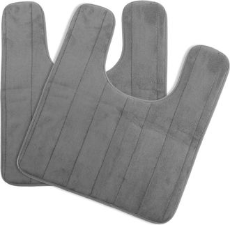 BESPORTBLE Homoyoyo 2 St&uuml;ck rutschfeste Wc Fu&szlig;matten U Form 50X60cm Saugf&auml;hige Memory Schaum Toilettenmatten Waschbare Badezimmerteppiche In Dunkelgrau