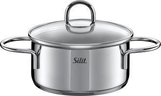 WMF Silit Toskana Kochtopf klein 16cm, Glasdeckel, Bratentopf Induktion 1,4l, Edelstahl poliert, unbeschichtet