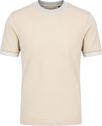 HUGO BOSS Homme, Tops, Beige, Taille: M T-Shirt Slim Fit en Coton Merceris&eacute; avec D&eacute;tails Contrast&eacute;s