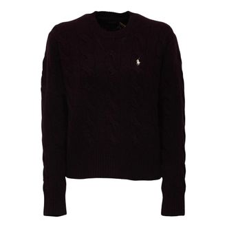 Polo Ralph Lauren Pullover mit charakteristischem Pony-Motiv-Stickerei und Zopfmuster - - Knitwear - Damen - Braun - M