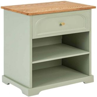 PEGANE Table de chevet avec un tiroir et deux &eacute;tag&egrave;res ouvertes, coloris Vert C&eacute;ladon - Longueur 45 x Profondeur 30 x Hauteur 67 cm