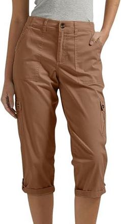 Generic Bermuda long pour femme - Style d&eacute;contract&eacute; - Pour l&eacute;t&eacute; et le printemps - Coupe droite - Avec poche - Ourlet roul&eacute; - Pantalon court, marron, XXL