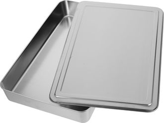 Garneck Edelstahl Backform mit Luftdichtem Deckel Rechteckige Kuchen und Auflaufform Gleichmäßige Hitzeverteilung Stapelbar Spülmaschinengeeignet Geeignet für