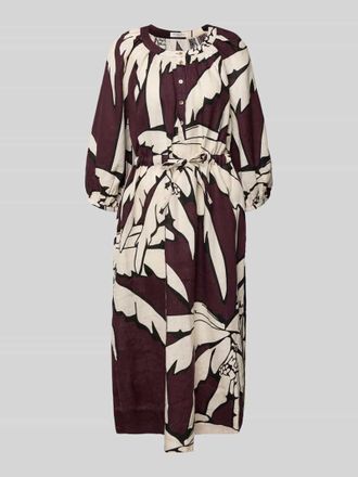 Christian Berg Midikleid aus reinen Leinen mit floralem Allover-Print