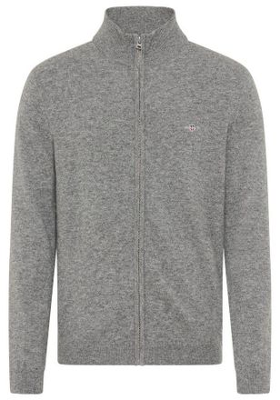 GANT Strickjacke EXTRAFINE LAMBSWOOL ZIP CARDIGAN mit Logostickerei