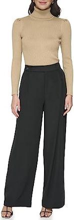DKNY Pantalon en sergé givré, Noir, 40 Femme
