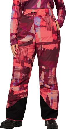 Ulla Popken Damen Skihose Bergaquarelldruck, wasserdicht Hose, Purpurrot, 50