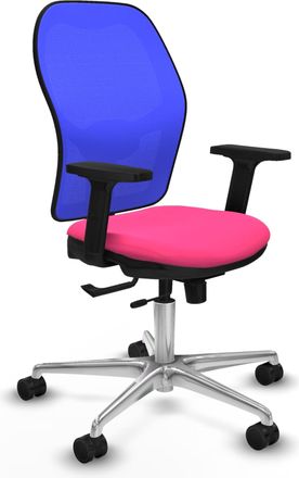 Piqueras y Crespo Schreibtischstuhl mit 2D-Armen, h&ouml;henverstellbare Lendenwirbelst&uuml;tze, ausgestattet mit Syncro/Traslack und Schaumstoff, Blau/Rosa