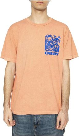 Obey Homme, Tops, Orange, Taille: S Maglietta Girocollo