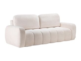 Vente-Unique Canap&Egrave; 3 Places Convertible en Tissu Chenille Beige TALIVO