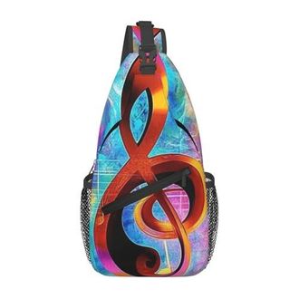 Generic Sac &agrave; bandouli&egrave;re pour homme avec notes de musique et guitare
