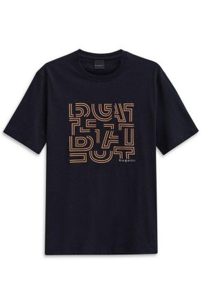 Bugatti T-Shirt Modern Fit mit Logo-Print und Rundhals aus Baumwolle
