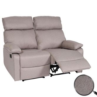 Mendler 2er Kinosessel HWC-L93, Relaxsessel Fernsehsessel Sofa, Armlehne Liegefunktion Nosagfederung Stoff/Textil - grau-braun
