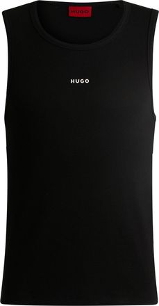 HUGO BOSS Herren Dapota Geripptes Tanktop aus Stretch-Baumwolle mit Logo-Print Schwarz001 XL