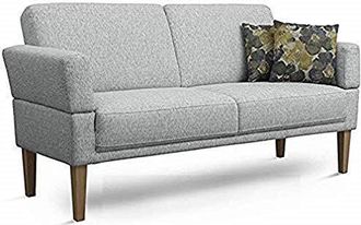 Cavadore Cavadore 3-Sitzer Sofa Femarn mit Federkern / Küchensofa für Esszimmer oder Küche / 190 x 98 x 81 / Strukturstoff Hellgrau
