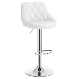 Woltu 1 x Tabouret de Bar en Similicuir Hauteur r&eacute;glable,Blanc BH23ws-1