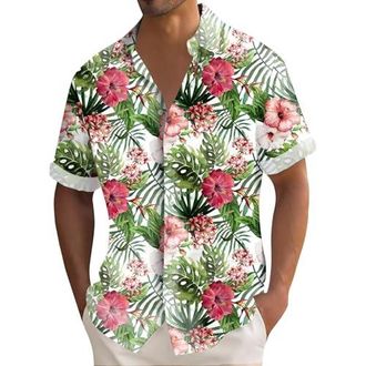 Generic Chemises d&eacute;t&eacute; pour homme, haut hawa&iuml;en, imprim&eacute; &agrave; manches courtes, chemise de plage respirante, chemise d&eacute;contract&eacute;e boutonn&eacute;e, tendance, haut d&eacute;contr