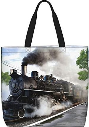 Generic Sac De Courses Vieux Train &Agrave; Vapeur Sac De Shopping Personnaliser R&eacute;utilisable Sacs &Agrave; Main, Pour Burea, Shopping, Filles, Voyage