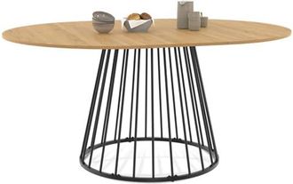 IDMarket Table &agrave; Manger Extensible Ronde Yuna 4-8 pers Plateau Bois et Pied Filaire en m&eacute;tal 110-150 cm