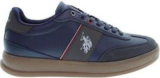 U.S.Polo Association CAMPY004 Baskets de sport pour homme, bleu marine, chaussures décontractées avec logo classique, semelle en caoutchouc, bleu, 41 EU
