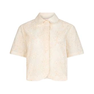 Liu Jo Femme, Blouses et Chemises, Beige, Taille: 36 FR Chemise avec Broderie